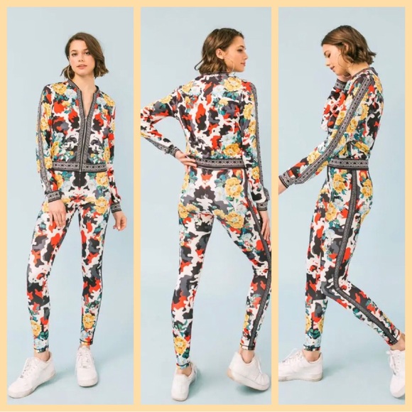 Flying Tomato | Pants & Jumpsuits | Dani Floral Camo Mix Tracksuit ...